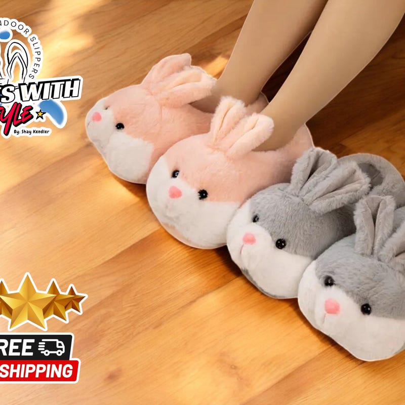 Bunny Slippers - Etsy