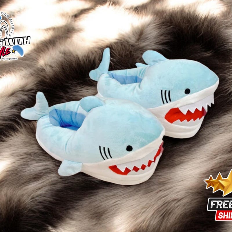 Shark Slippers - Etsy