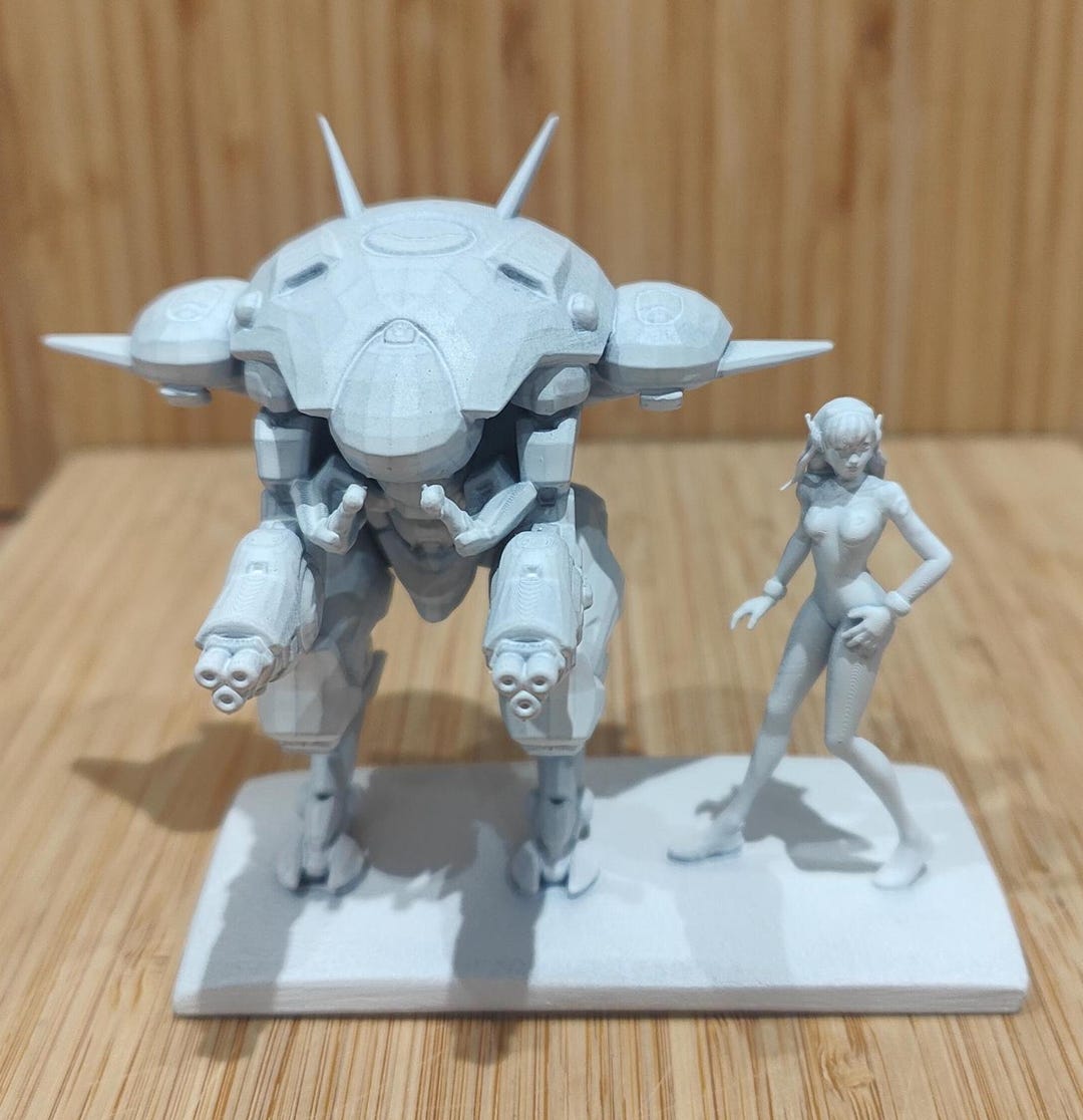 3D Printed Overwatch D.va and Meka Robot 8cm (un-primed Grey) - Etsy
