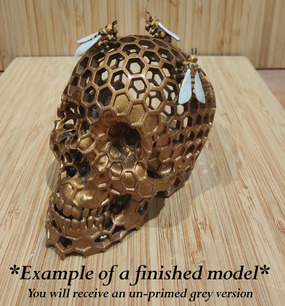 3D Printed Honeycomb Skull With Honey Bees 7cm (un-primed Grey) - Etsy