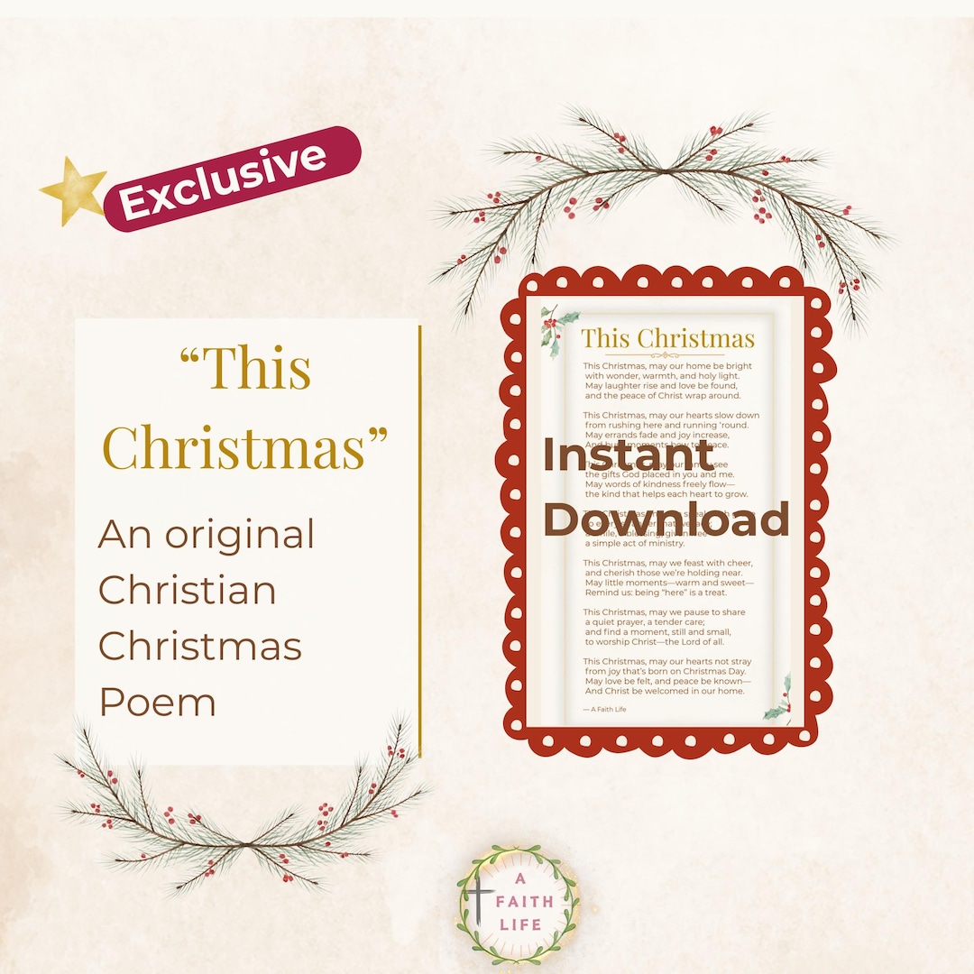 Christian Christmas Poem Printable • Scripture Holiday Wall Art ...