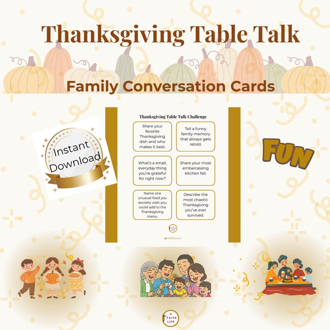Thanksgiving Table Talk Cards | Family Dinner Conversation Game ...