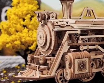 Classic Locomotive Wooden DIY Model Kit Replica Creative Puzzle Toy ...
