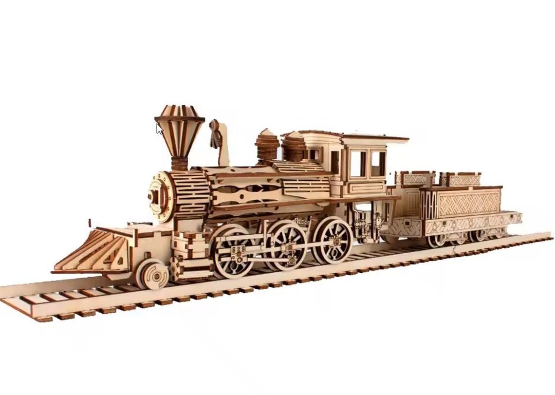 Classic Locomotive Wooden DIY Model Kit Replica Creative Puzzle Toy ...