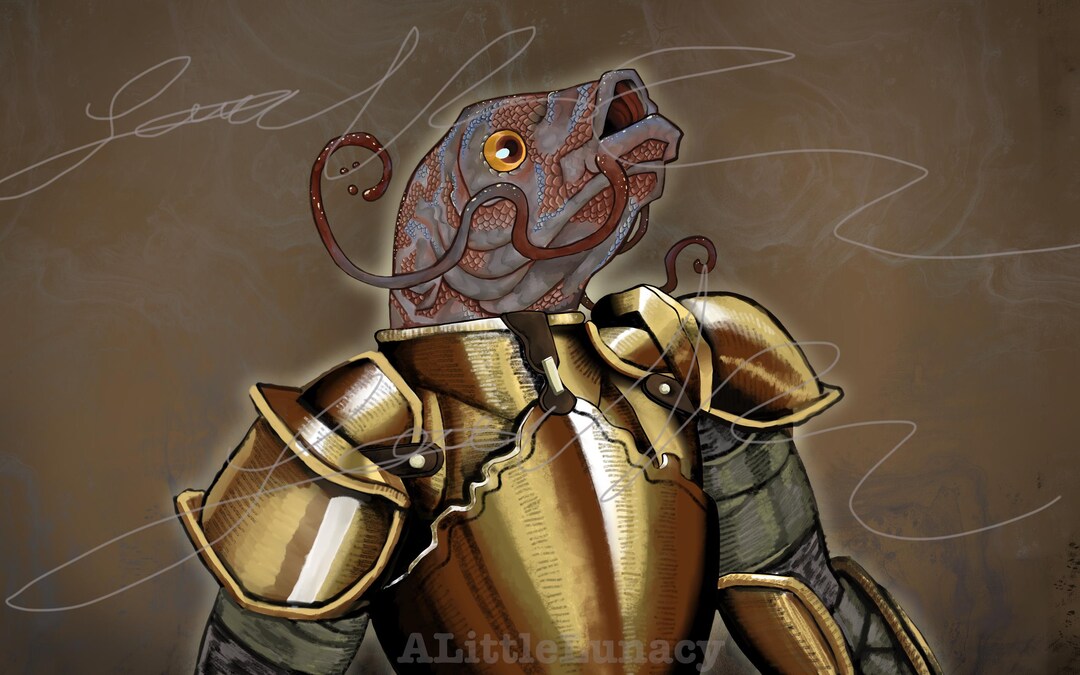 Desktop Wallpaper/fish Knight “sir Gillian” Digital Download Png - Etsy