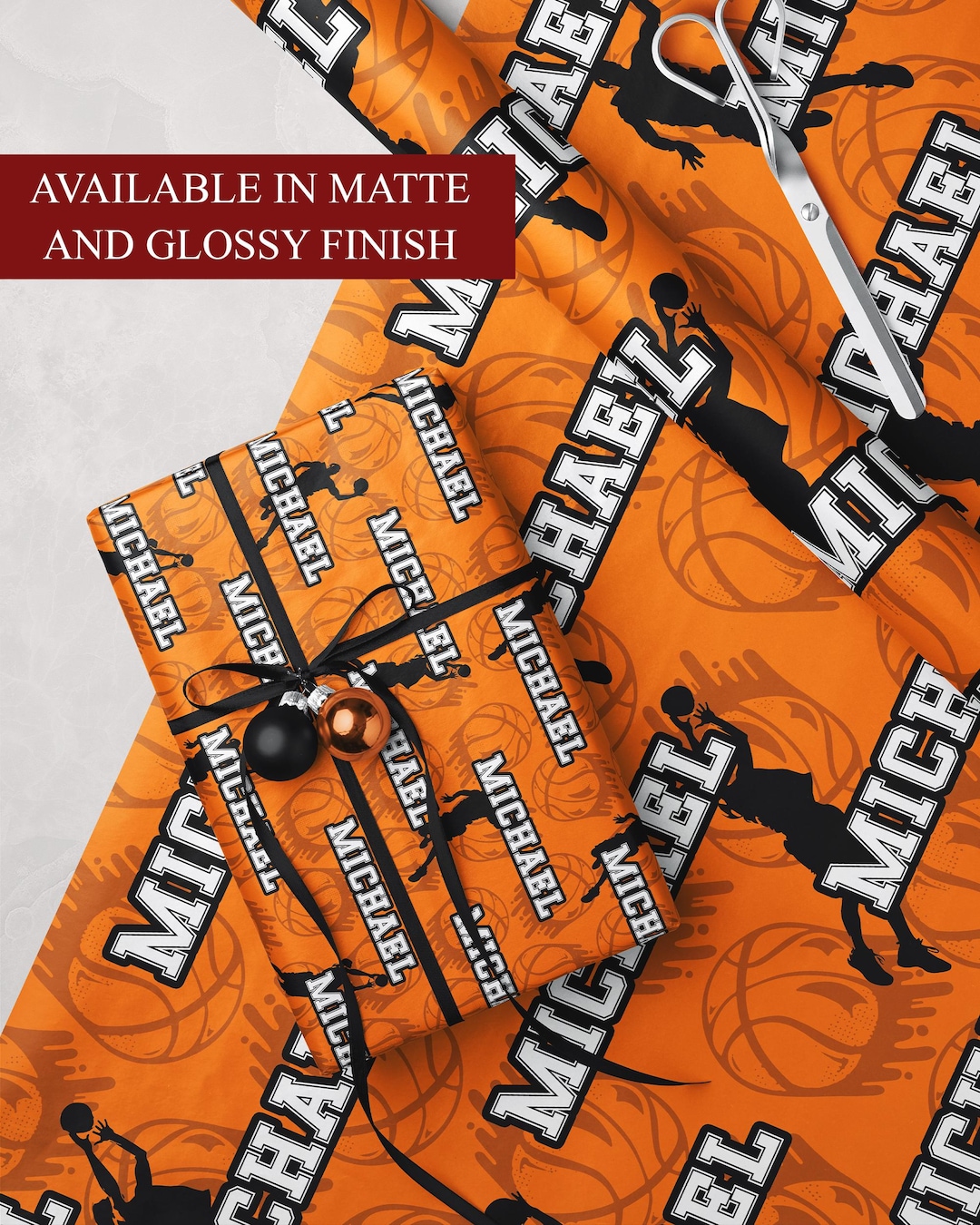 Personalized Basketball Wrapping Paper, Basketball Player Christmas ...