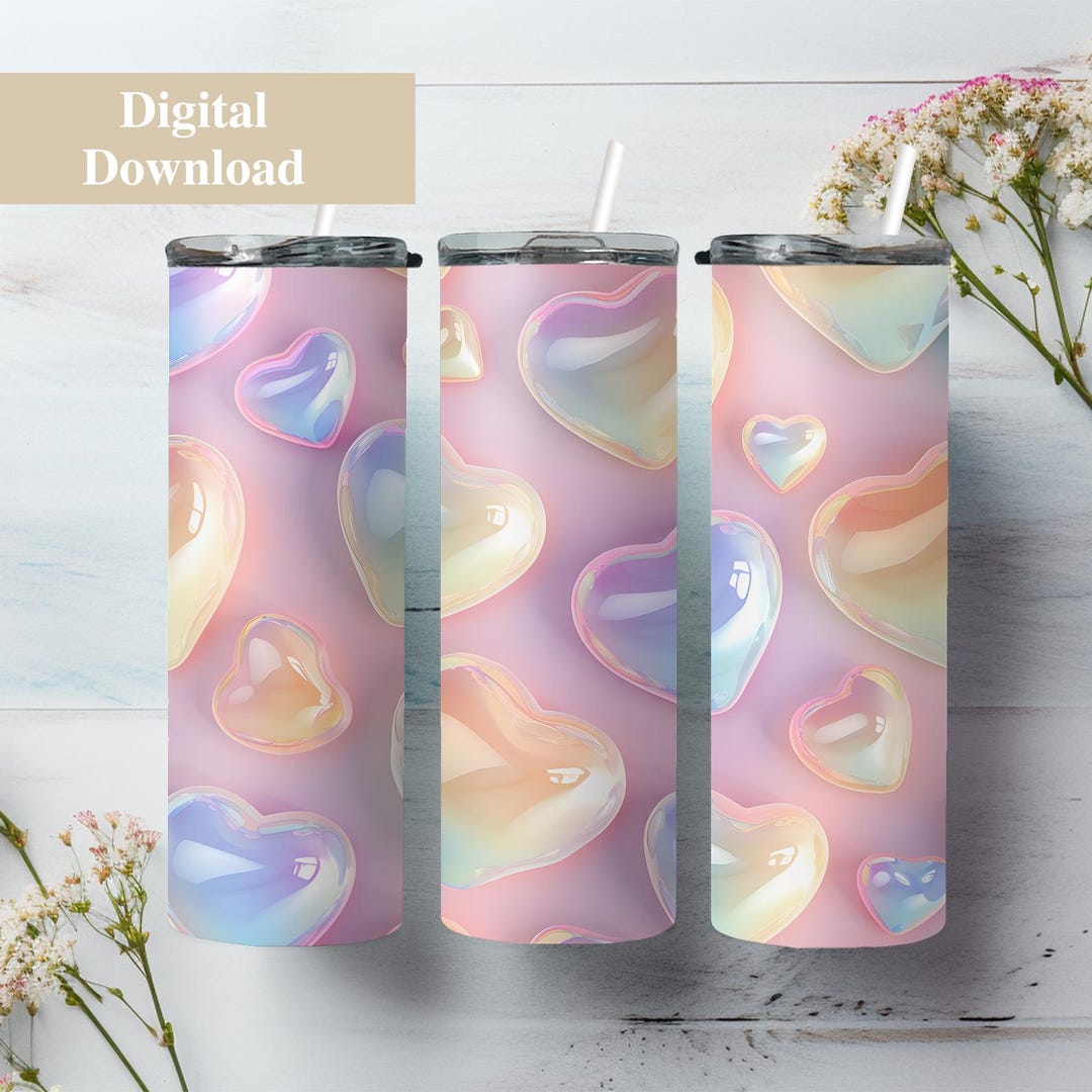 Fluorescent Valentines Hearts Tumbler Wrap, Valentines 20 Oz Tumbler ...