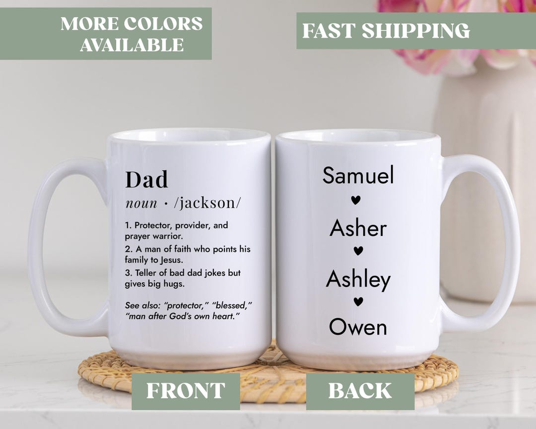 Personalized Dad Definition Mug, Custom Dad Definition Coffee Cup, Dad ...