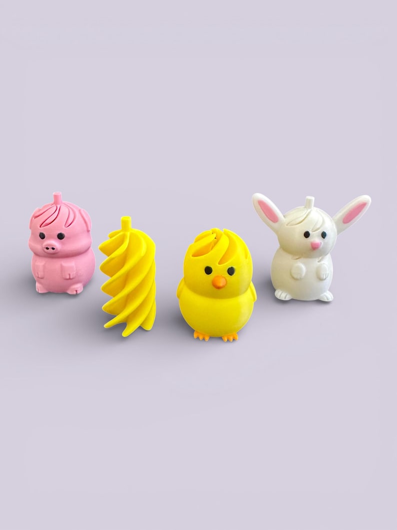 Spring Fidget Toys: Bunny, Chick, and Piglet | 3D Printed Desk Hand Toy ...