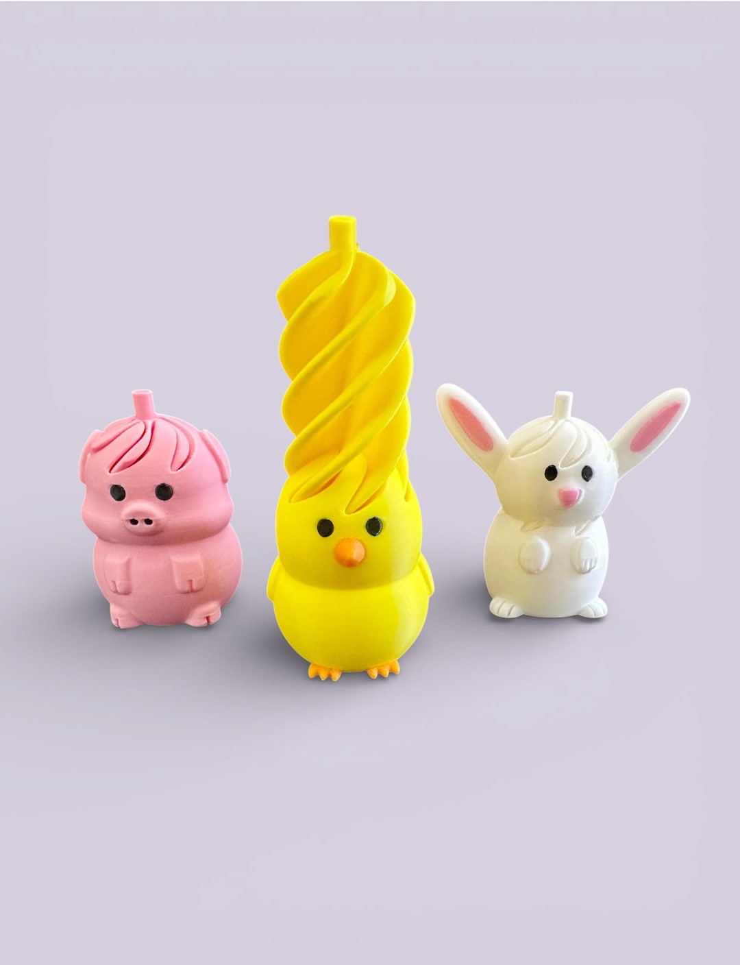 Spring Fidget Toys: Bunny, Chick, and Piglet | 3D Printed Desk Hand Toy ...