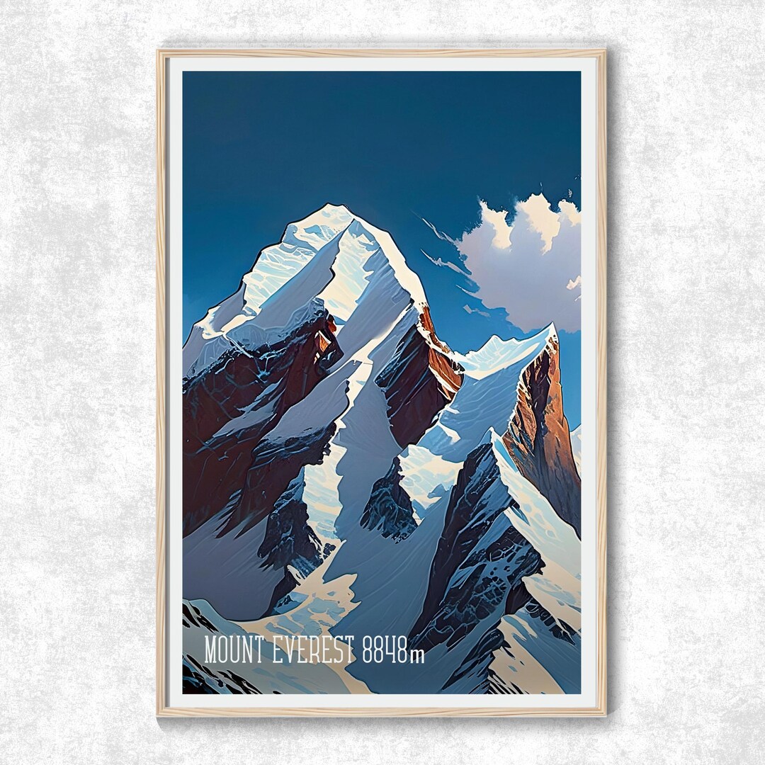 Mount Everest Print, Seven Summits, Adventure Travel Poster, Nepal ...
