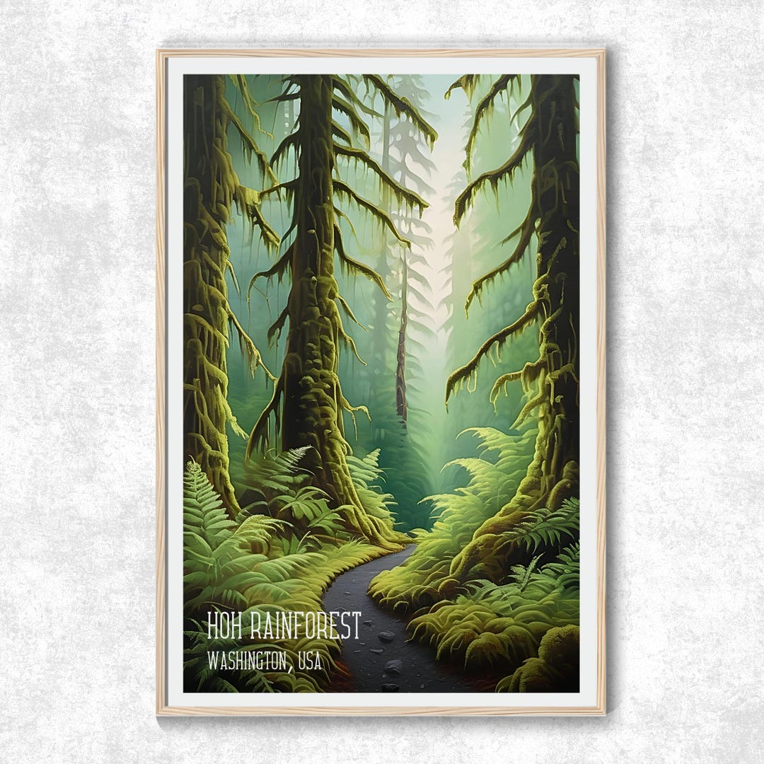 Olympic National Park Travel Wall Art, Hoh Rainforest Poster, USA Parks ...