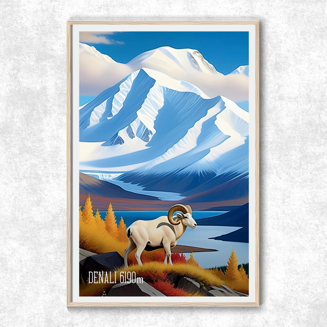 Denali Print, Seven Summits, US National Parks, Alaska, Sheep Wall Art ...