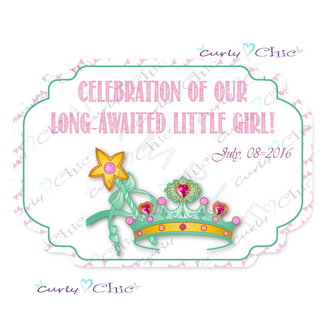 Custom Baby Shower Stickers -baby Princess Crown Labels -personalized ...