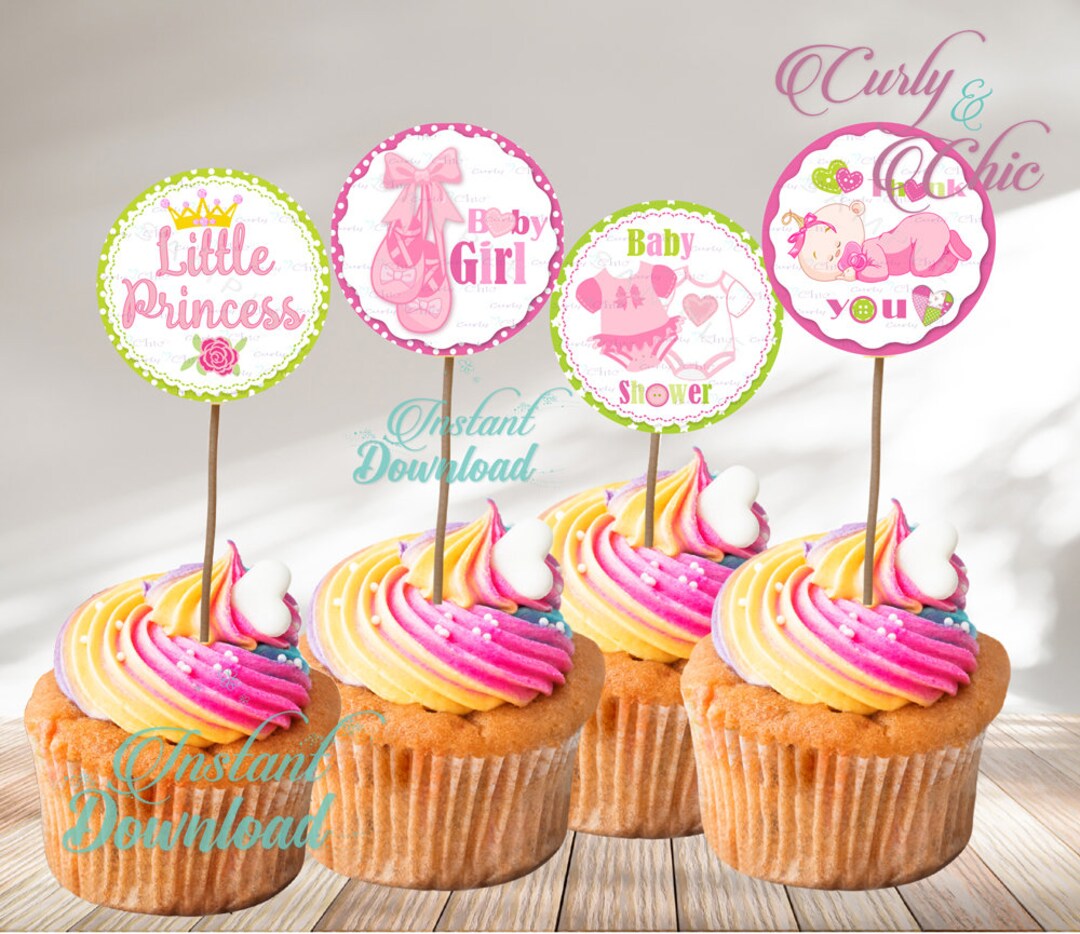 Printable Cake Topper Baby Shower Digital Labels -printable Baby Girl ...