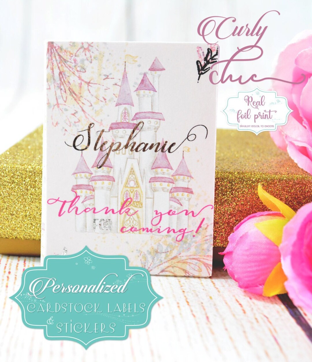 Personalized Birthday Tags -foil Print Cards -custom Baby Shower Favor ...