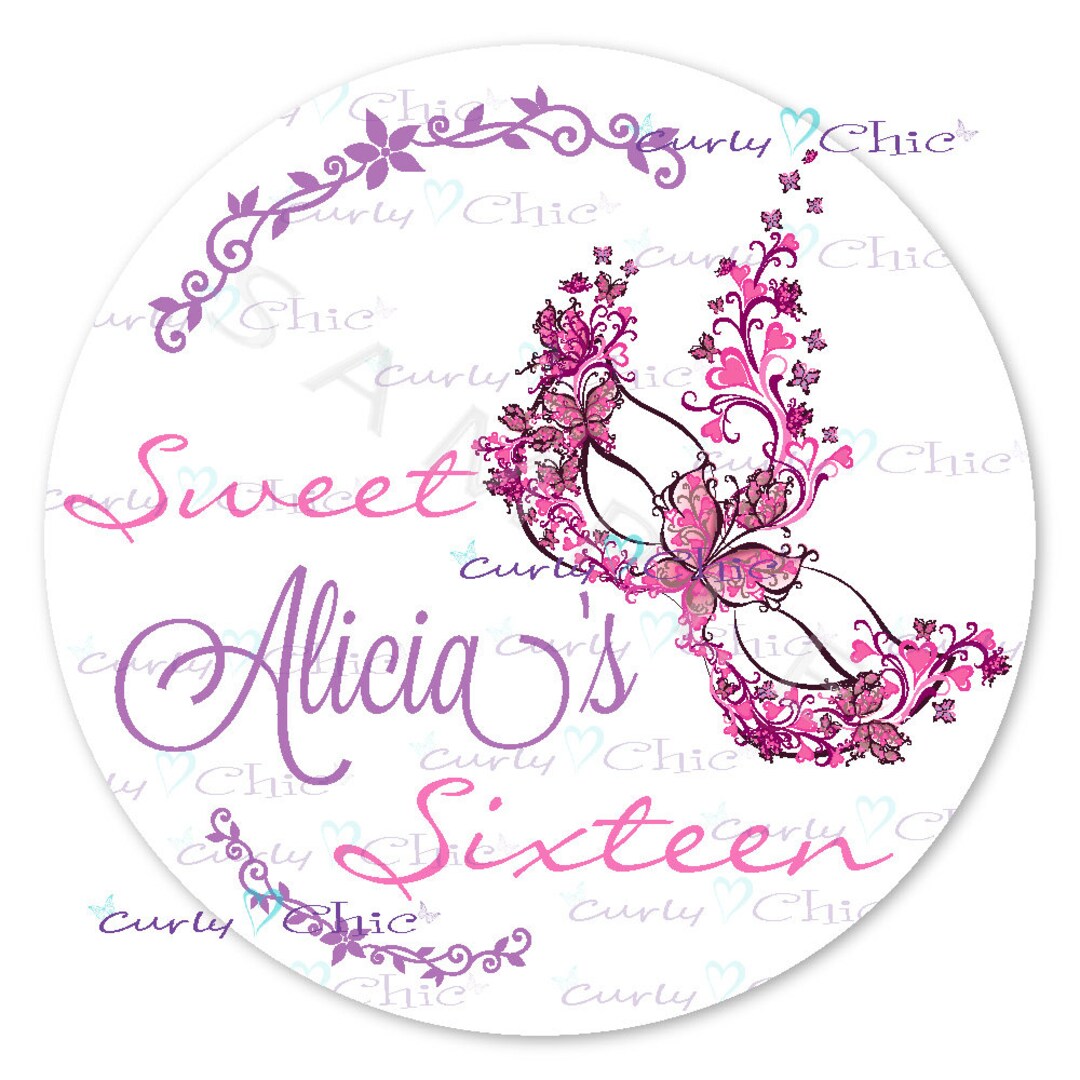 Sweet Sixteen Stickers birthday Girl Labels personalized Quinceanera ...