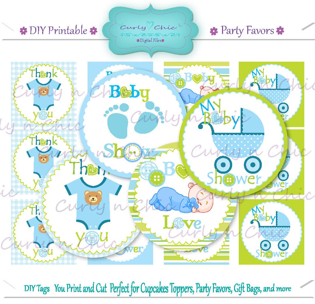 INSTANT DOWNLOAD 2 Baby Shower Digital Labels printable Baby Boy Shower ...