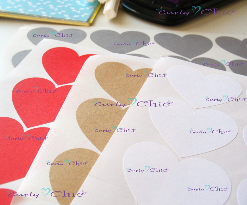 Heart Sticker Paper -sticker Labels in Blank -heart Stickers -heart ...