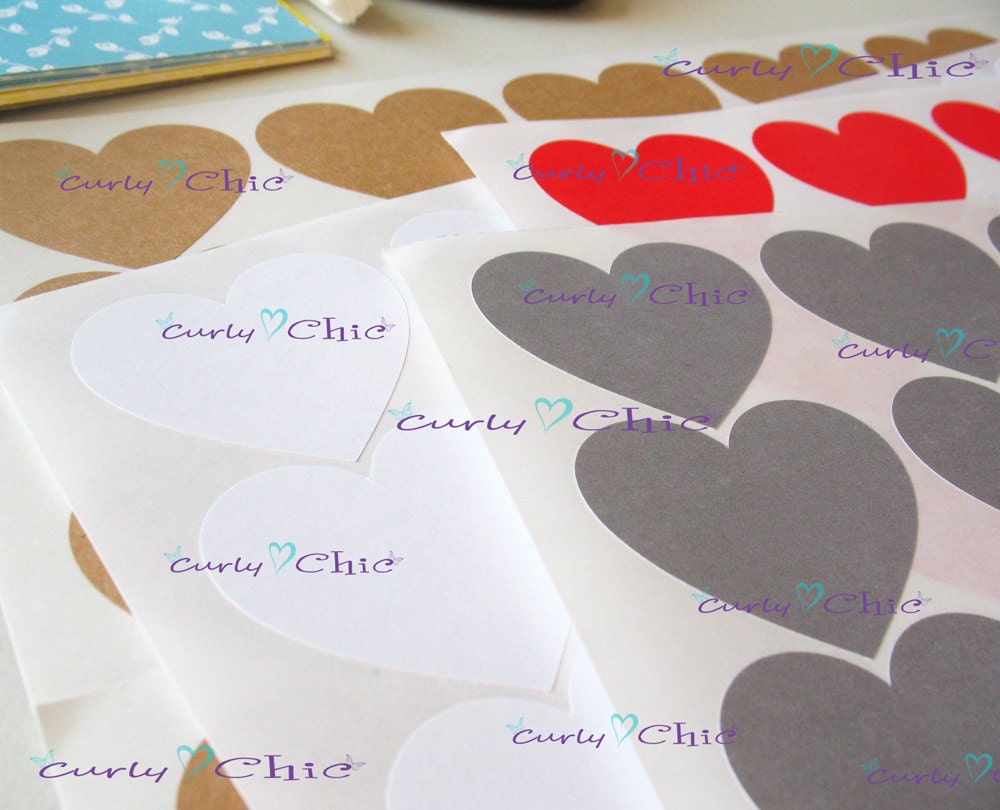 Heart Sticker Paper -sticker Labels in Blank -heart Stickers -heart ...