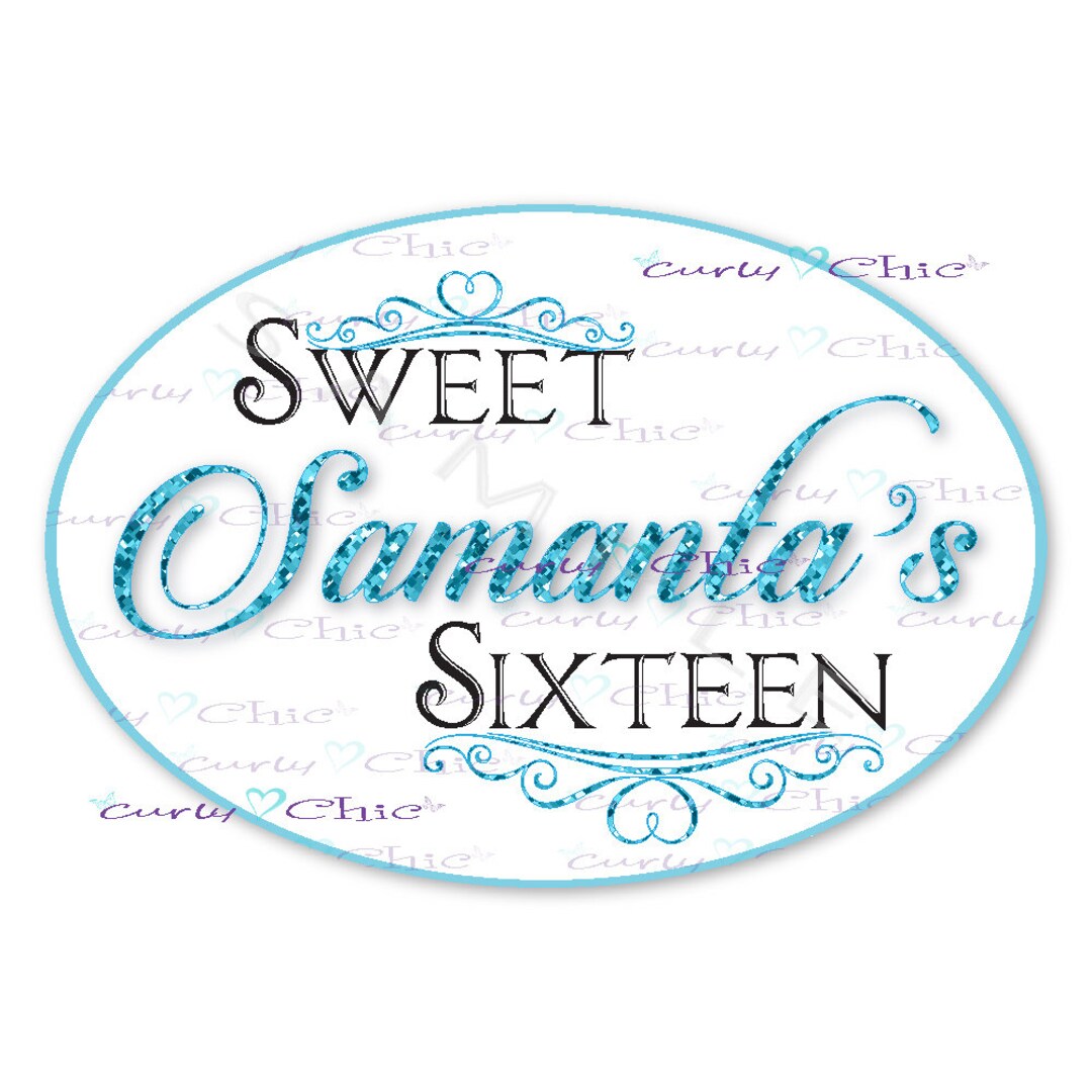 Custom Sweet Sixteen Stickers thank You Sweet 16 Tags personalized ...