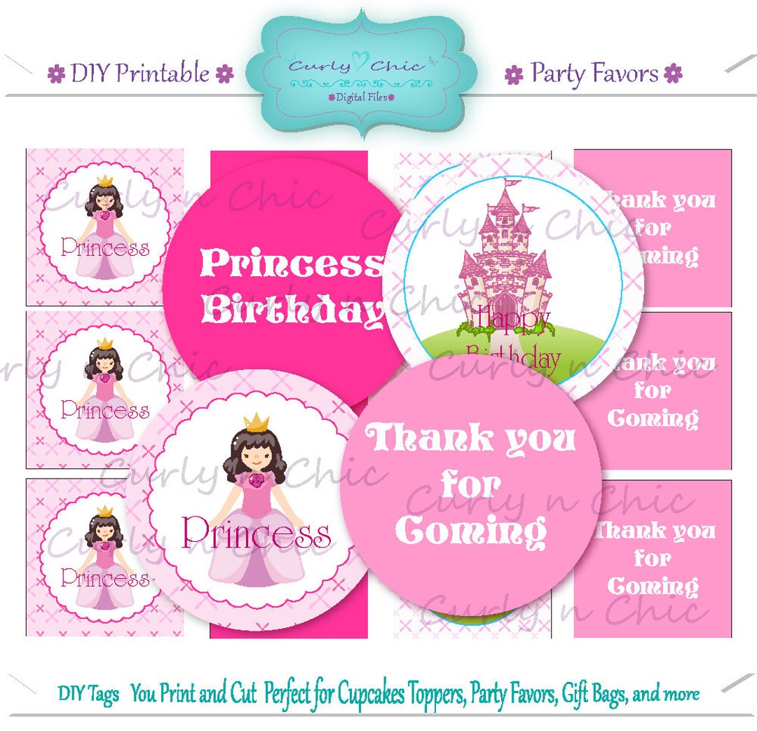 Princess Birthday Digital 2" Label -printable Princess Tag -girl ...