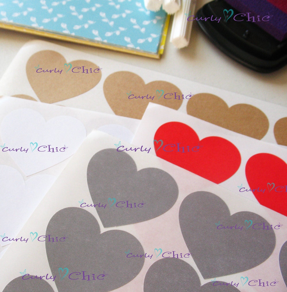 Heart Sticker Paper -sticker Labels in Blank -heart Stickers -heart ...
