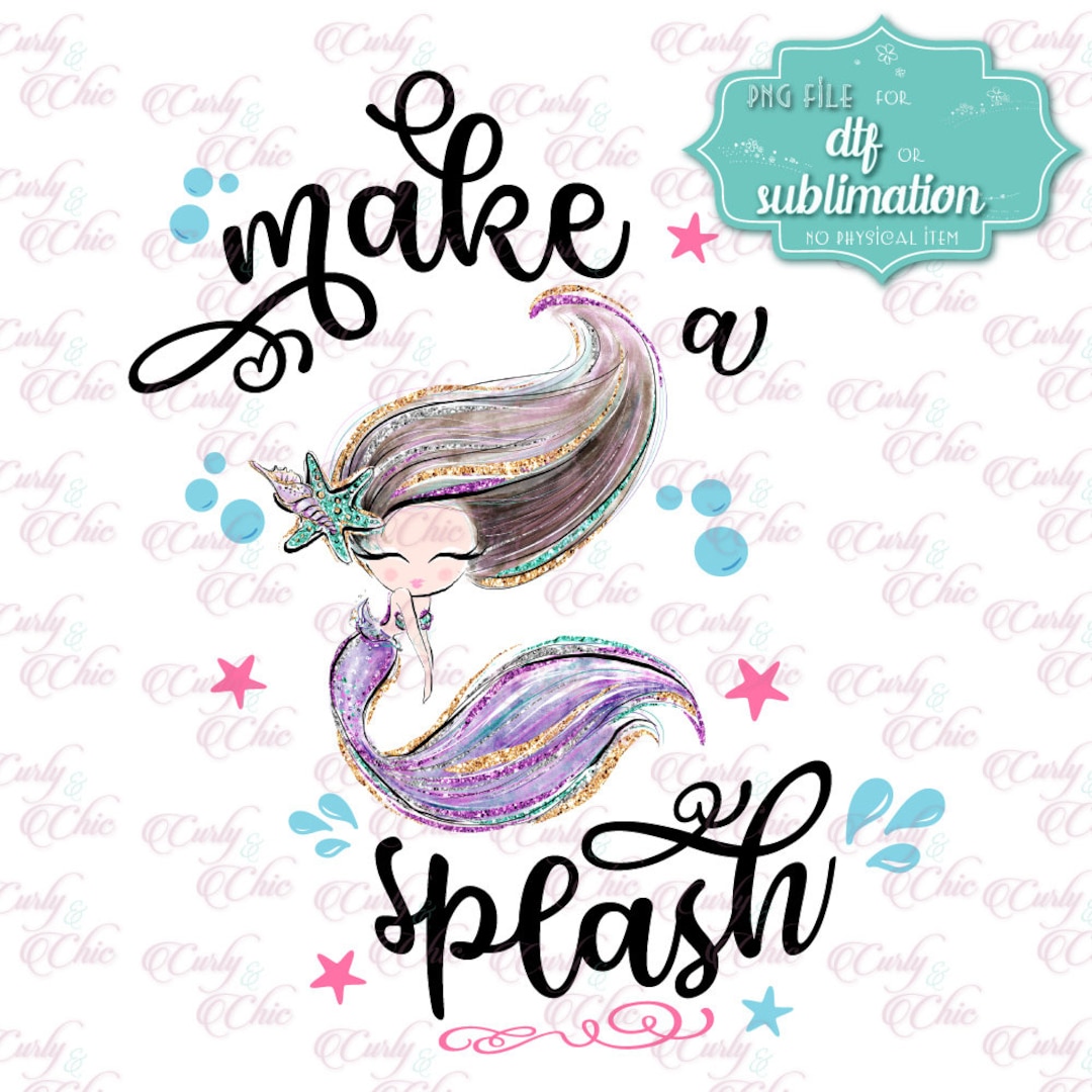 Make a Splash Printable -sparklin and Glitter Mermaid PNG -cute ...