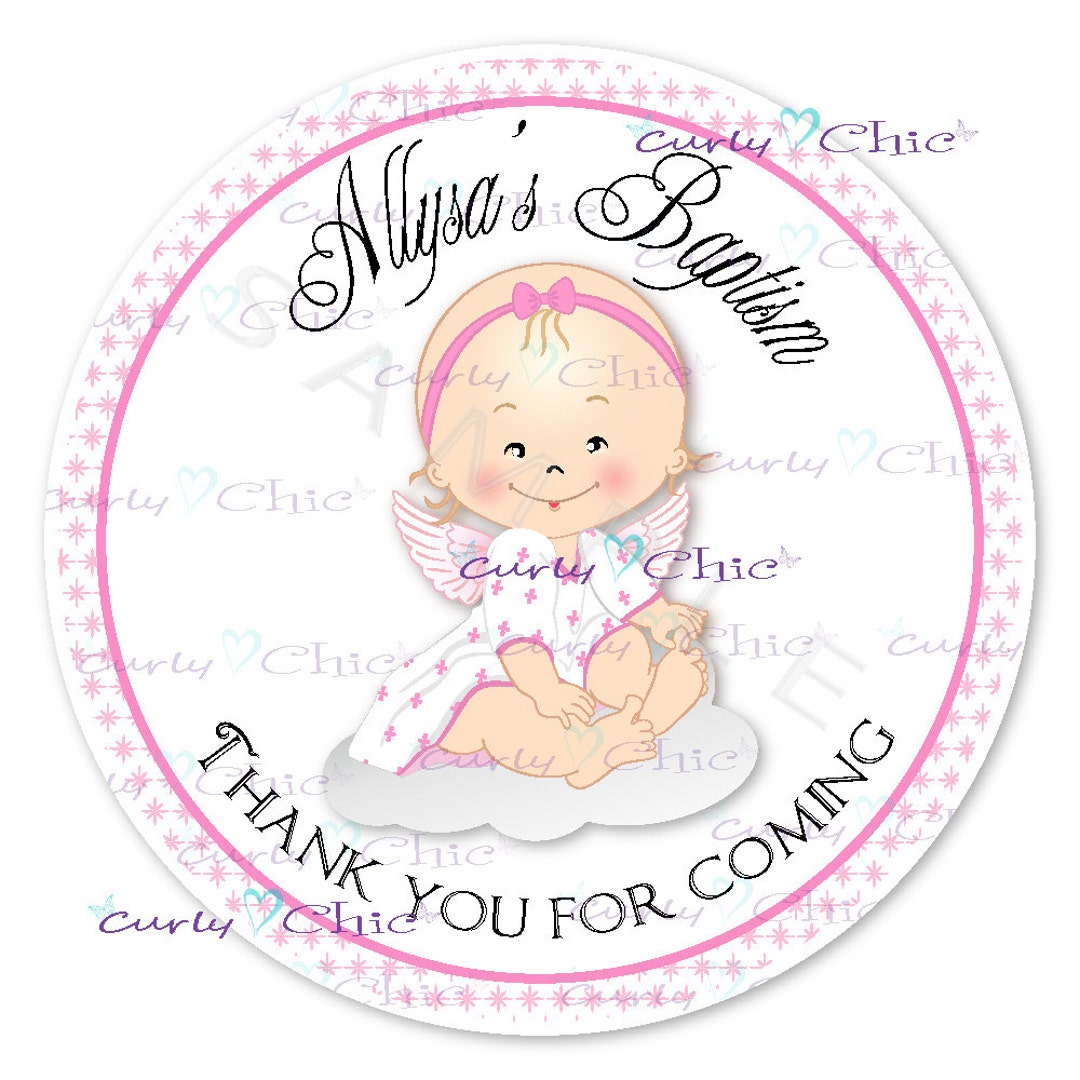 Personalized Baptism Labels -baby Angel Labels -baby Girl Stickers ...