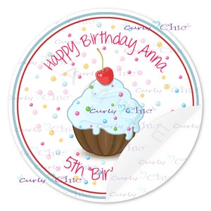 Happy Birthday Stickers -cupcake Birthday Labels -custom Birthday ...