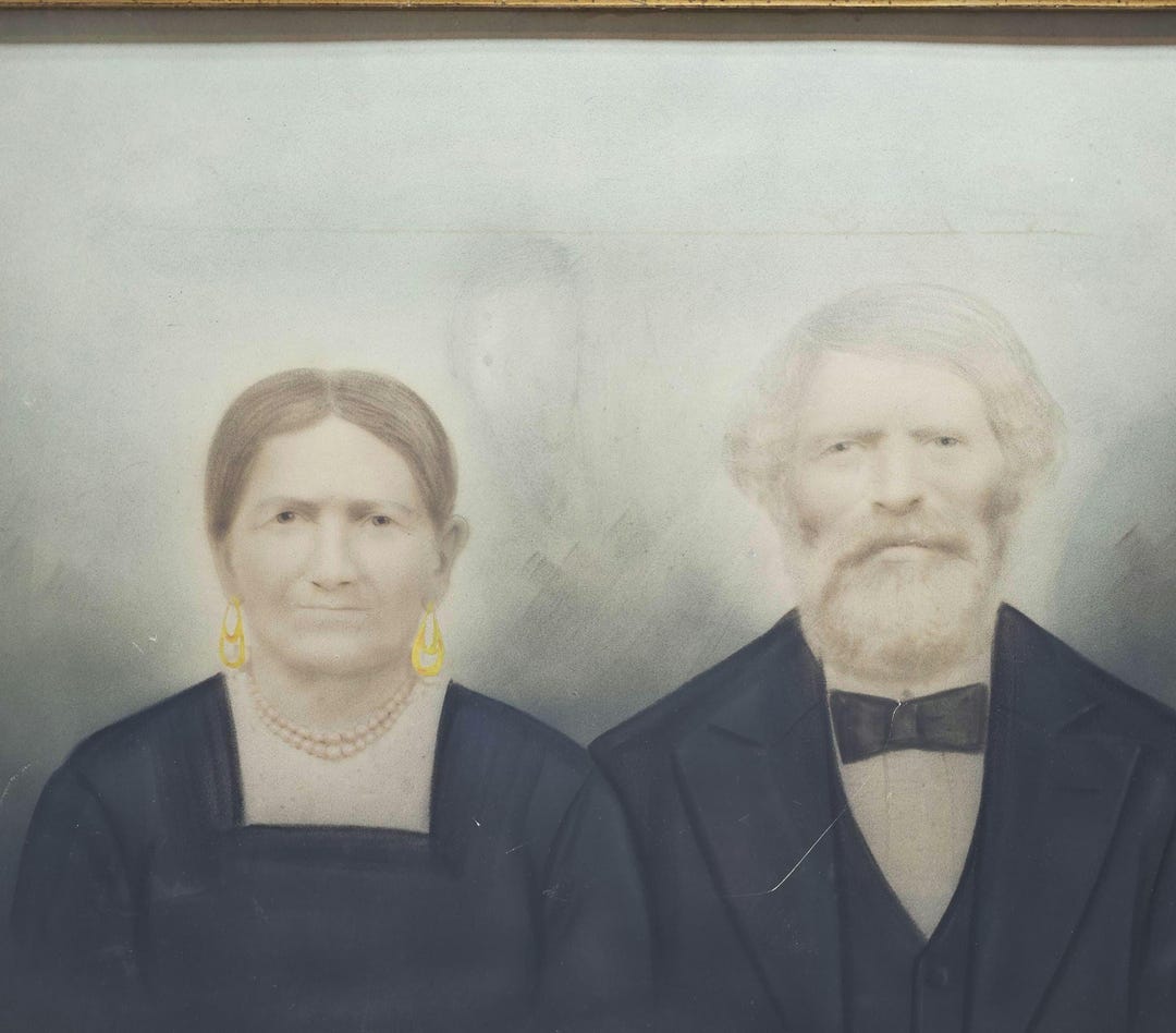 Antique Hand-colored Portrait – Luigi & Selisa Vallecossa – 1800s ...