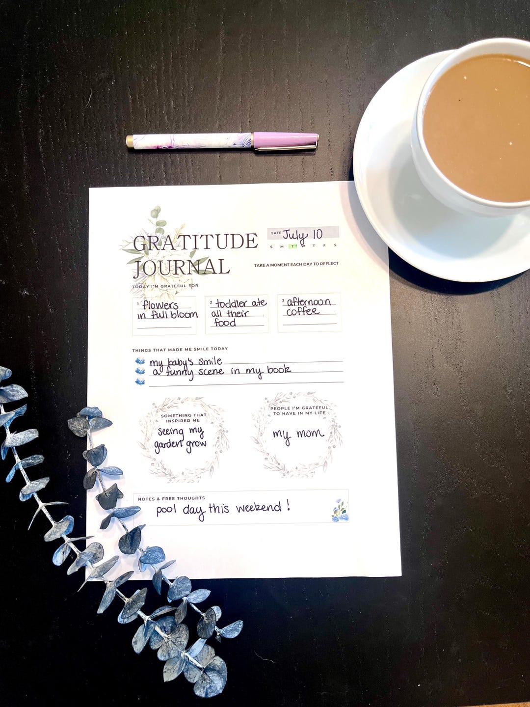 Gratitude Journal Printable: Daily Mindfulness Worksheet (PDF Download ...