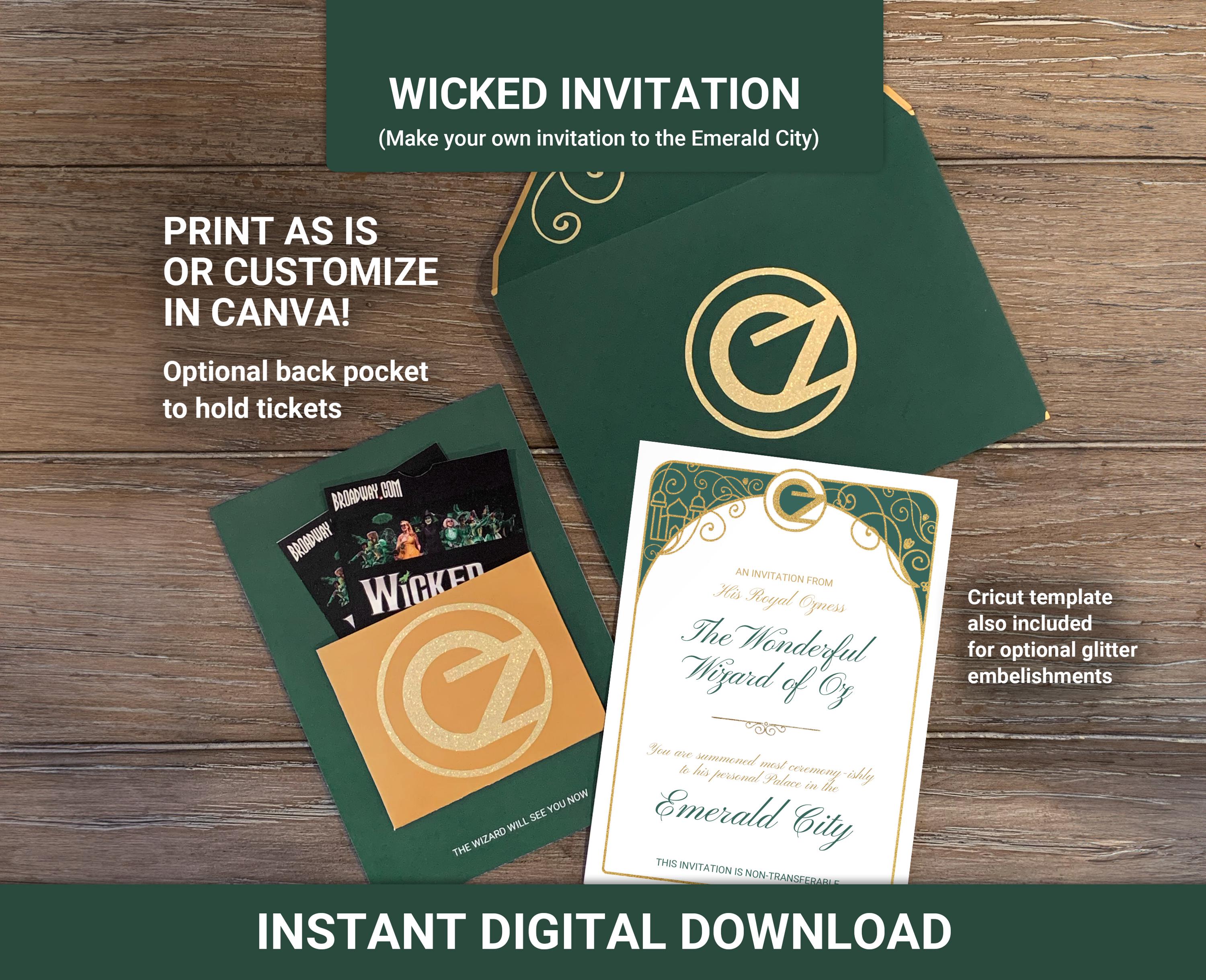 Wicked Emerald City Invitation: Customizable Canva Template Included ...
