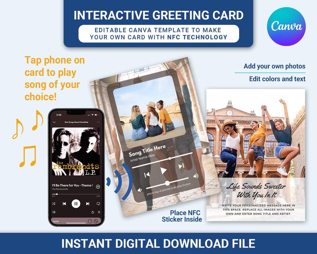 Interactive Music Card Template: NFC Technology, DIY Canva Design ...