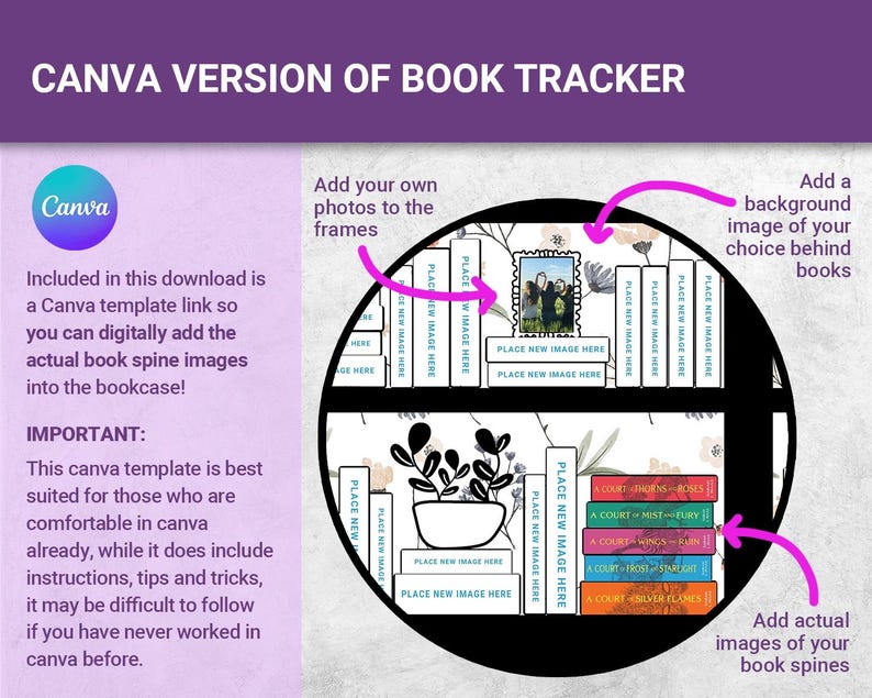 Book Reading Tracker: Bookshelf Printable (digital Download), Editable ...