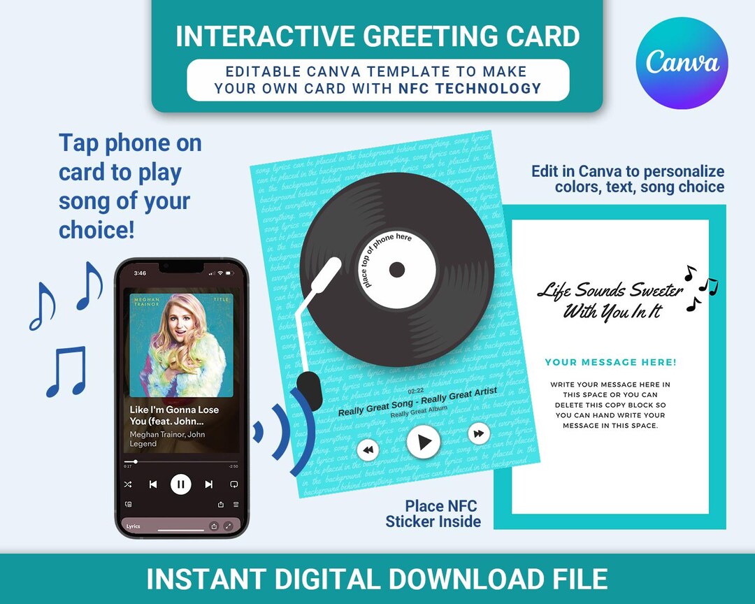 Interactive Music Card Template: Record Player, NFC Technology, DIY ...