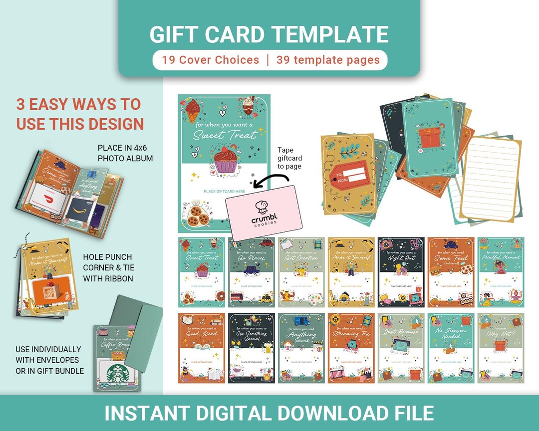 Printable Gift Card Template: DIY Gift Card Book, Holder, Gift Card ...