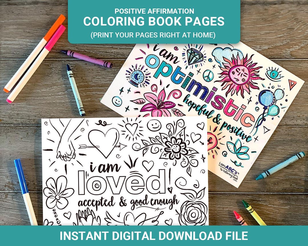 Coloring Book Pages: Instant Download (positive Affirmations for Each ...