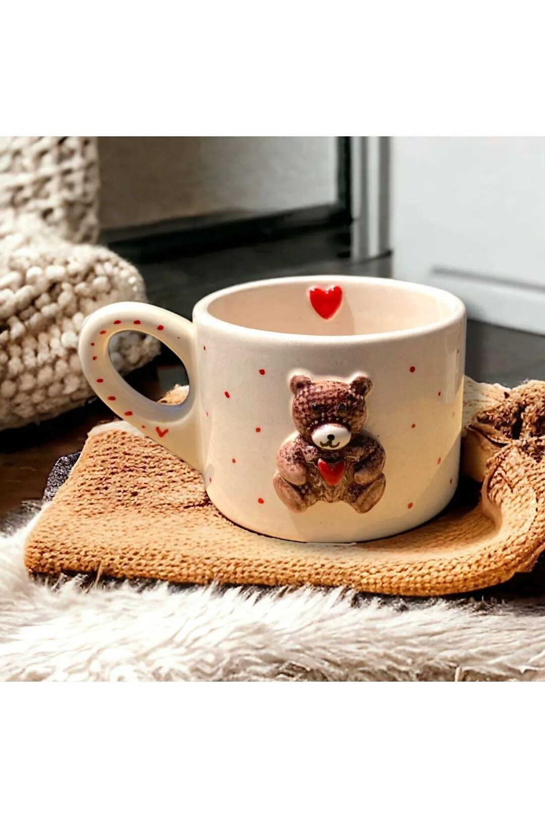 Handmade Teddy Bear Mug, Ceramic Mug,handmade Teddy Bear Design Mug ...