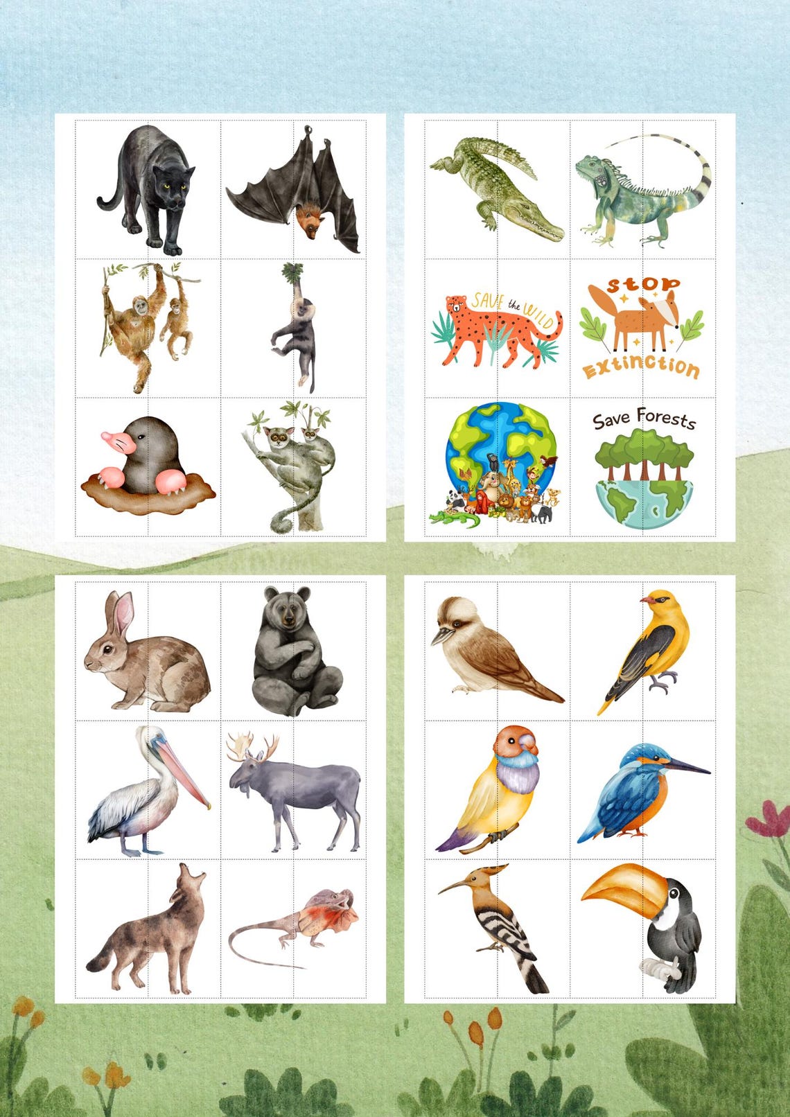 60-piece the Wild Animal Matching Game for Kids. Preschool Children ...