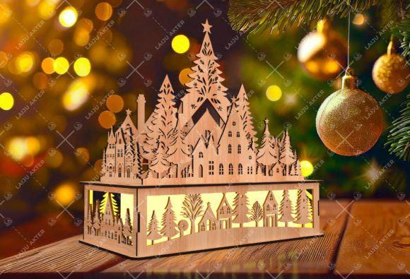 Christmas Laser Cut Wooden Village Scene - Etsy