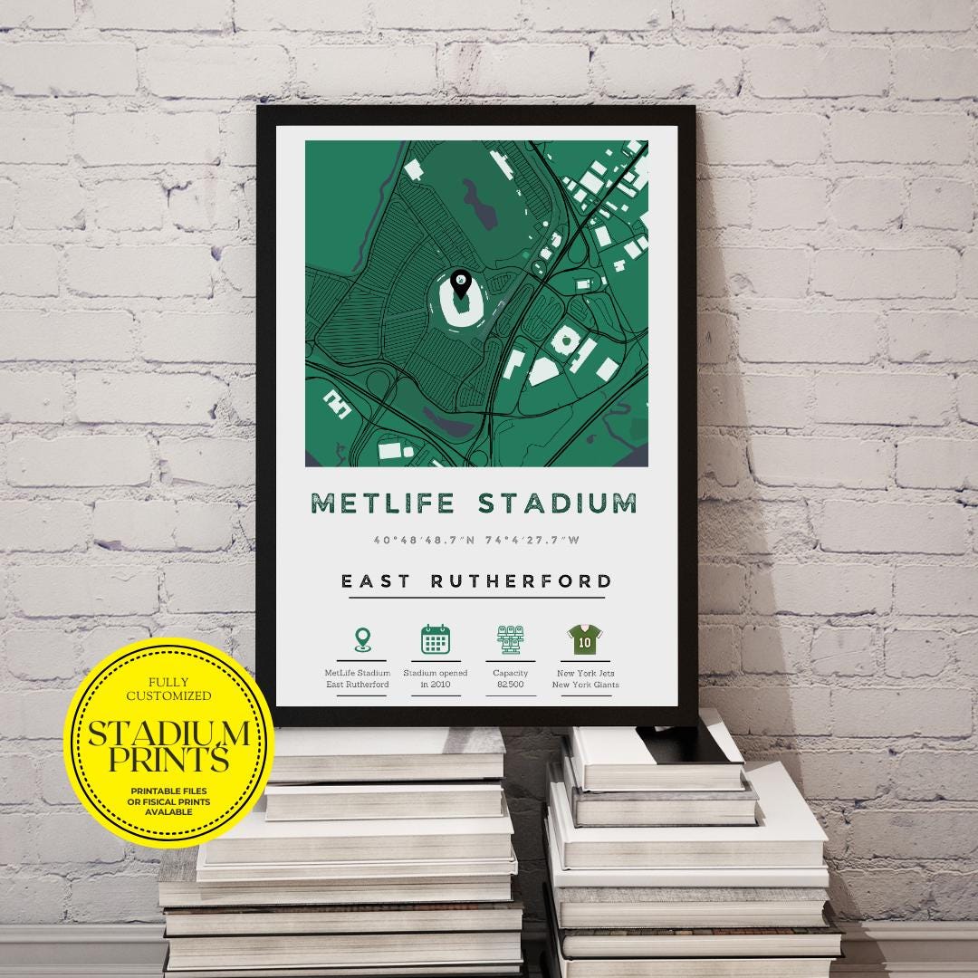Custom Personalized Minimalist City Map of Metlife Stadium,rutheford ...