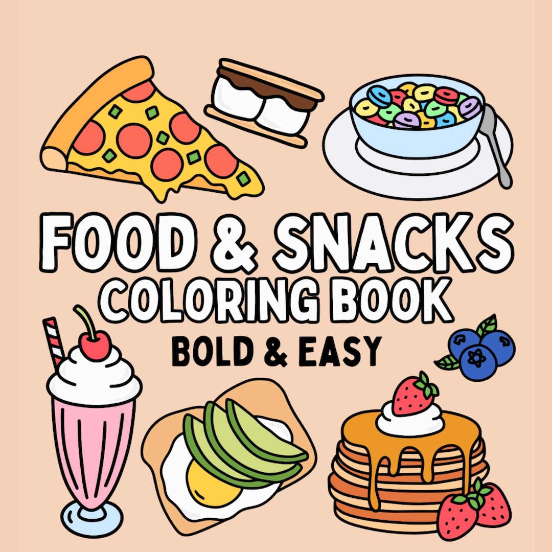 Coco Wyo Food and Snacks Bold and Easy Coloring Book Instant Download ...