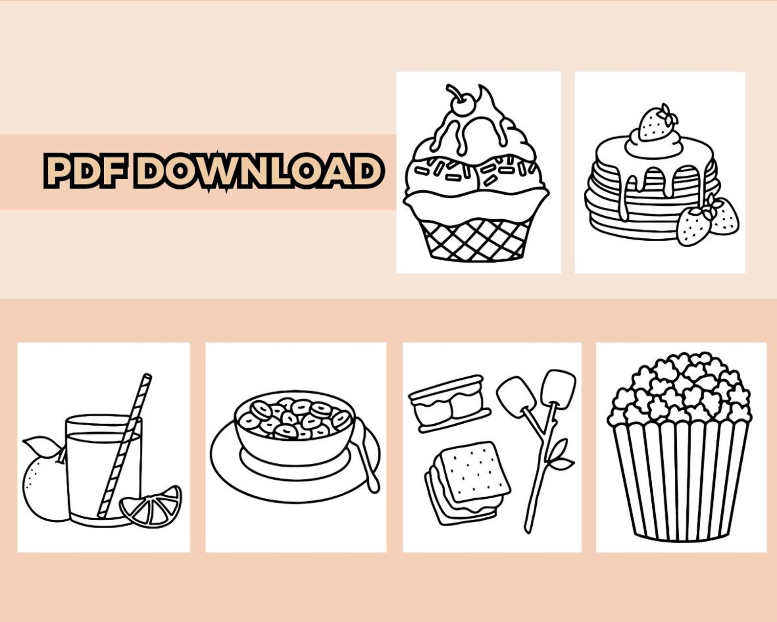 Coco Wyo Food and Snacks Bold and Easy Coloring Book Instant Download ...