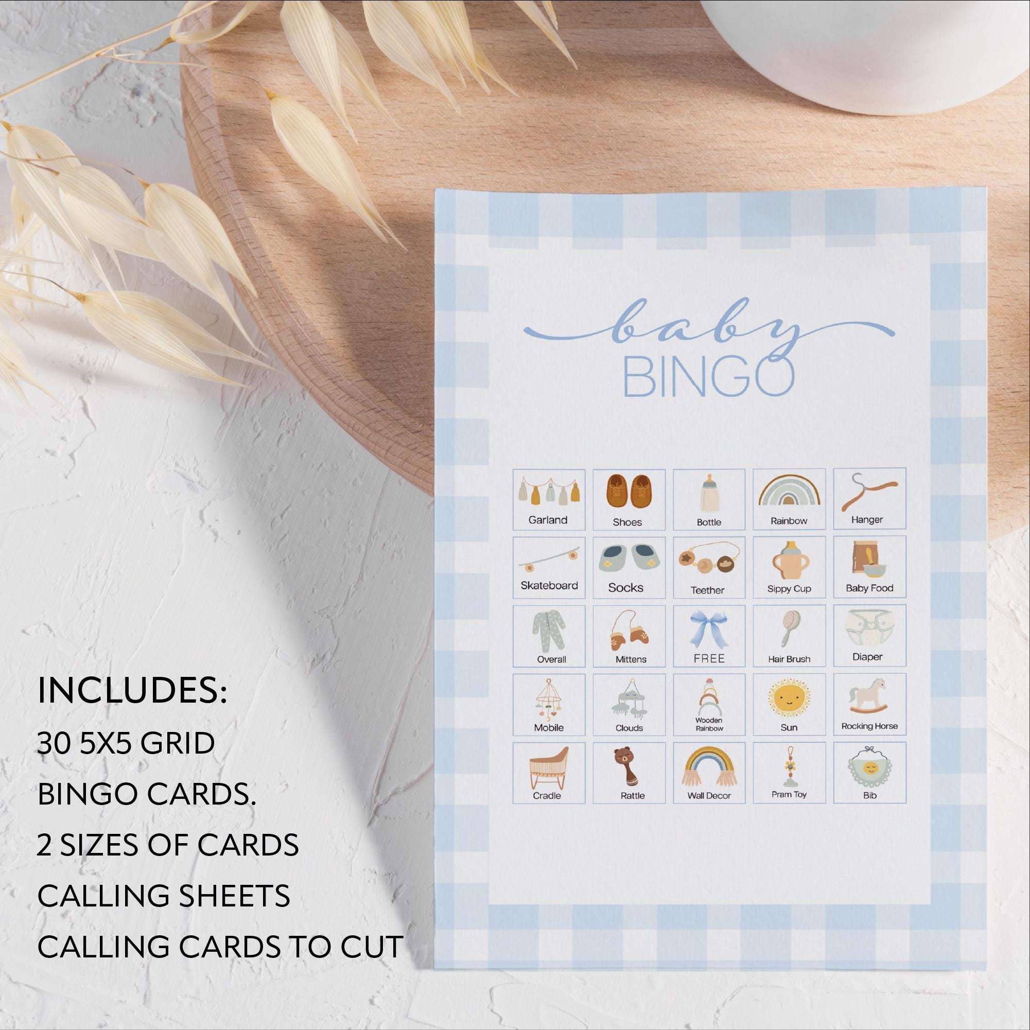 Blue Baby Shower Bingo Game, Baby Boy Bingo Game 30 Cards Bingo Baby ...