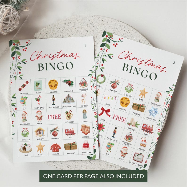 Printable Christmas Bingo Game: 30 Unique Cards (PDF Download) - Etsy ...