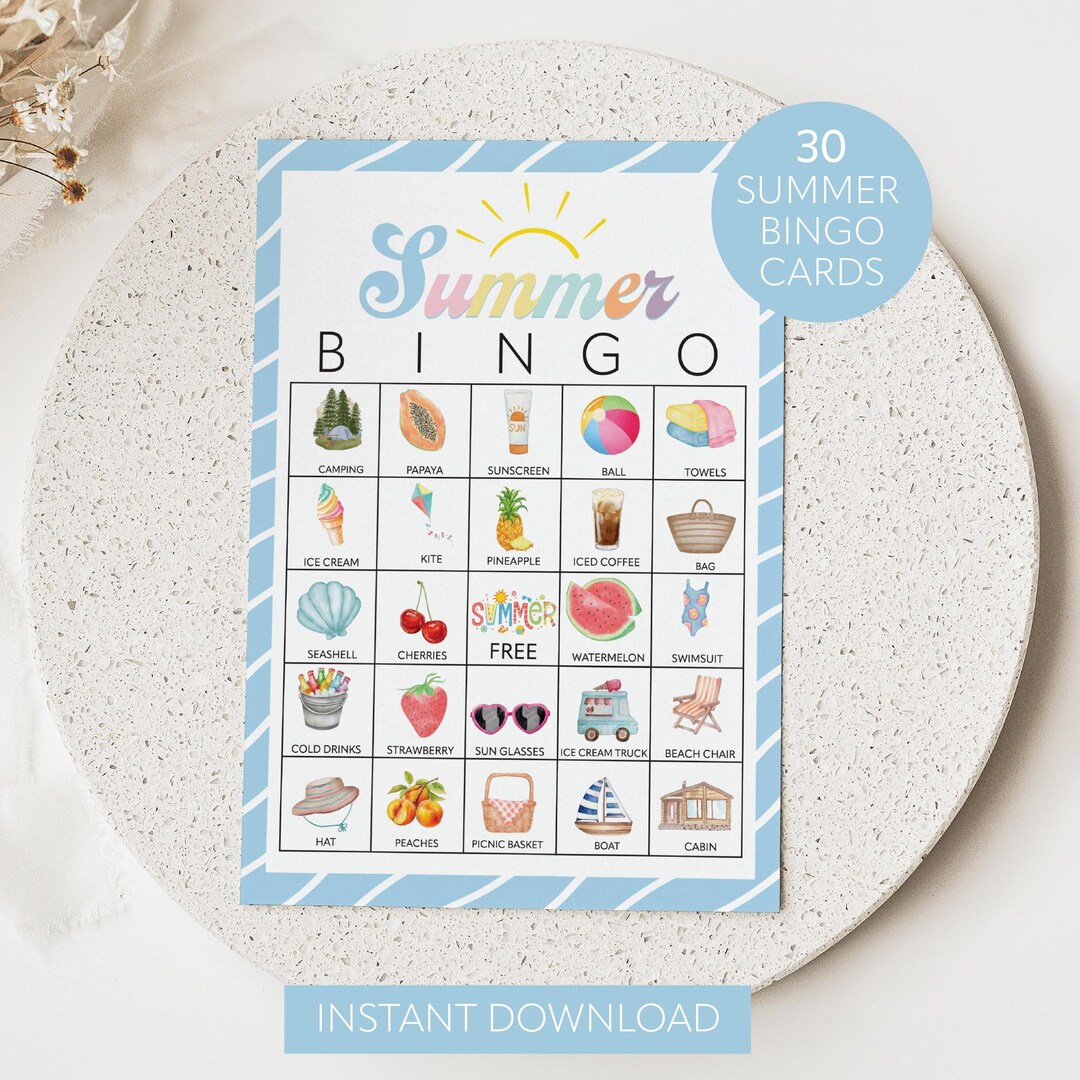 Summer Bingo Game: Printable Pool Party Activity (PDF Download - Etsy