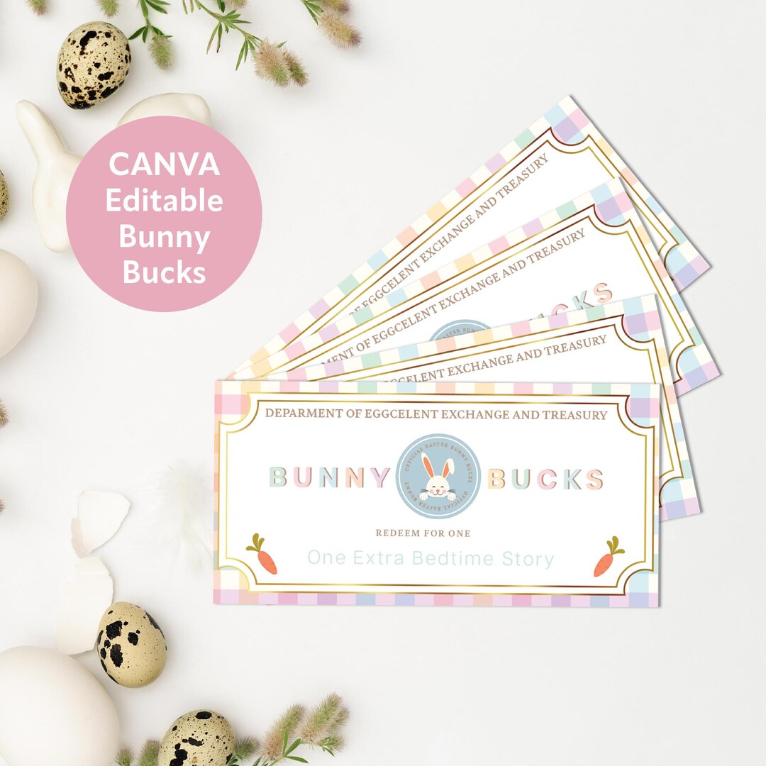 Easter Bunny Bucks – Printable & Editable – Kids Easter Gift Idea ...