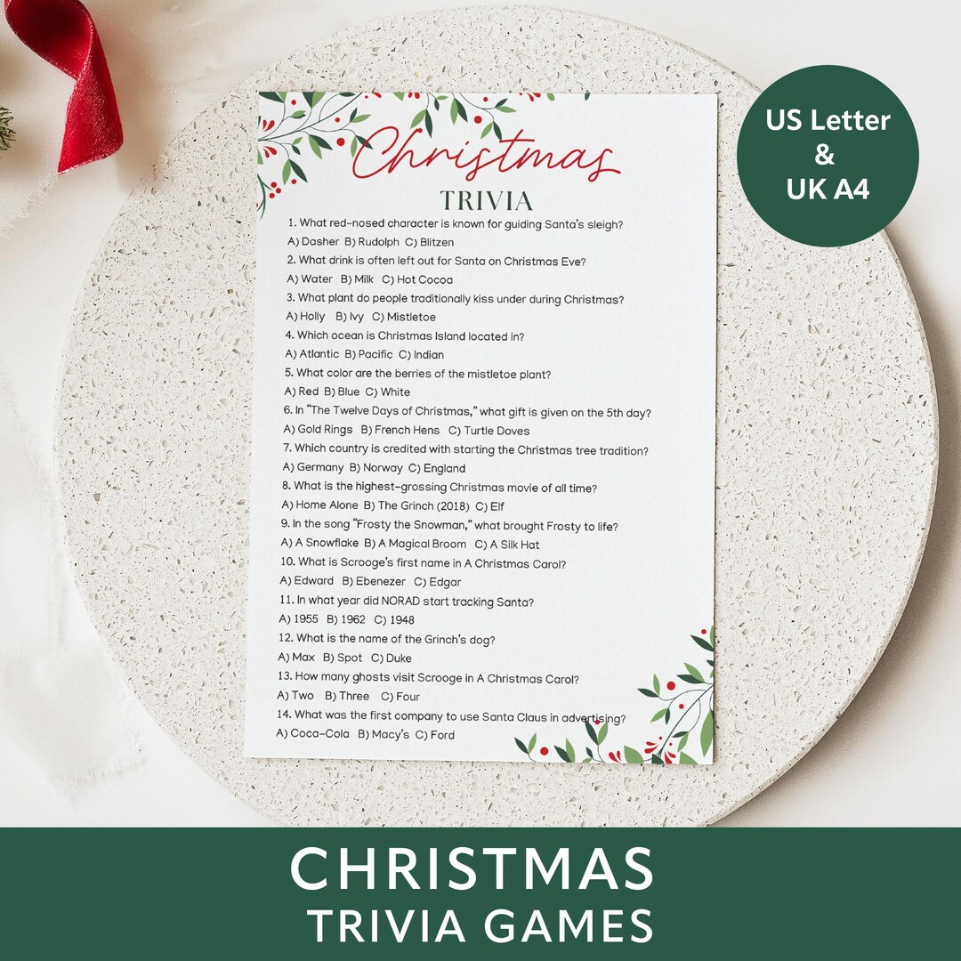 Printable Christmas Trivia Game | Christmas Family Games - Etsy