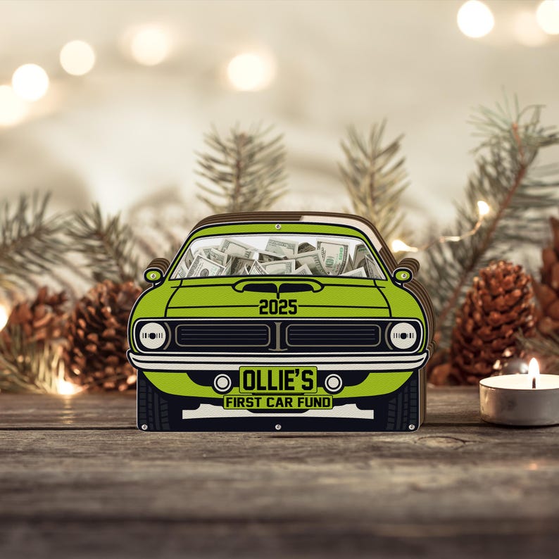 Custom First Car Fund Box, Personalized Car Money Bank, New Driver Gift ...